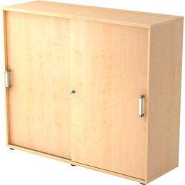 Schiebet&uuml;renschrank TARVIS, 3 Ordnerh&ouml;hen, B 1200 x T 400 x H 1100 mm, abschlie&szlig;- & stapelbar, Ahorn-Dekor