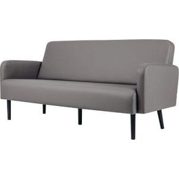 Dreisitzer Sofa meet by Paperflow LISBOA, desinfektionsmittelbest&auml;ndiger Kunstlederbezug grau, Fu&szlig;gestell schwarz, B 1760 x T 815 x H 830 mm