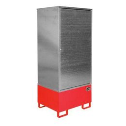 Gefahrstoffschrank Bauer GS-1, Stahlblech, unterfahrbar, f&uuml;r 1 x 200 l Fass, B 840 x T 690 x H 1930 mm, rot