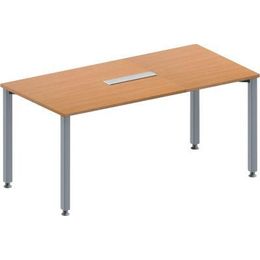 Sch&auml;fer Shop Sch&auml;fer Shop Genius Konferenztisch MODENA FLEX, 6-fach Anschluss, Rechteck, 4-Fu&szlig; Quadratrohr, B 1600 x T 800 x H 720-840 mm, Buche/wei&szlig;alu