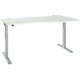Sch&auml;fer Shop Sch&auml;fer Shop Select Schreibtisch ERGO-T 2.0, elektrisch h&ouml;henverstellbar, Freiform Ansatz rechts, T-Fu&szlig;, B 1800 x H 715-1205 mm, lichtgrau/wei&szlig;alu