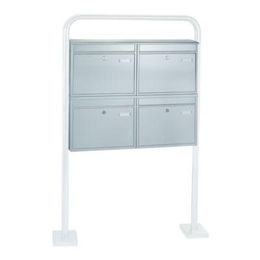Rottner Briefkastenanlage, mit 4 Briefk&auml;sten, ohne St&auml;nder, H 635 x B 720 x T 125 mm, Edelstahl