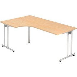 Winkelschreibtisch 90&deg; JENA, C-Fu&szlig;, links montierbar, B 2000 mm, Ahorn-Dekor