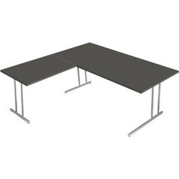 Schreibtisch Toledo, mit Anbautisch, h&ouml;henverstellbar, C-Fu&szlig;, B 2000 x T 1000 mm, anthrazit