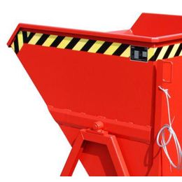 Sp&auml;ne-Kippmulde Bauer SKS 550, Stahl, rot, B 1250 x T 1200 x H 1170 mm, 550 l, bis 1000 kg, Rollen, Ablasshahn, Manuelle Kippvorrichtung