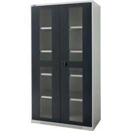 Sch&auml;fer Shop Sch&auml;fer Shop Genius Sichtt&uuml;rschrank FS, 5 OH, abschlie&szlig;bar, 4 Fachb&ouml;den, bis 450 kg, B 1055 mm, Stahl, lichtgrau RAL 7035/anthrazitgrau RAL 7016