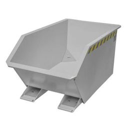 Bauer Kippbeh&auml;lter GU-E 300, mit Siebblech & Ablasshahn, &ouml;l-/wasserdicht, staplertauglich, B 680 x T 1440 x H 580 mm, mausgrau RAL 7005