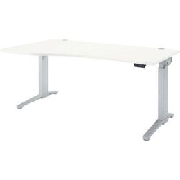 Sch&auml;fer Shop Sch&auml;fer Shop Genius Schreibtisch ERGOSTYLE S, elektrisch h&ouml;henverstellbar, einstufig, Ansatz links, C-Fu&szlig;, B 1800 x T 800/1000 x H 715-1182 mm, inkl. Memory Master, wei&szlig;/wei&szlig;aluminium