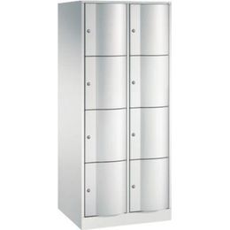 C+P Schlie&szlig;fachschrank Resisto, 2 Abteile, 8 F&auml;cher, B 772 x T 640 x H 1950 mm, Lichtgrau/Lichtgrau
