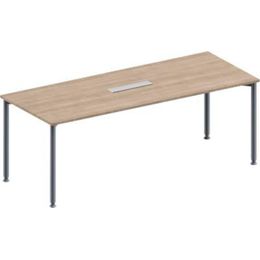 Sch&auml;fer Shop Sch&auml;fer Shop Genius Konferenztisch MODENA FLEX, 6-fach Anschluss, Rechteck, 4-Fu&szlig; Rundrohr, B 2000 x T 800 x H 720-840 mm, Eiche-Dekor/wei&szlig;alu