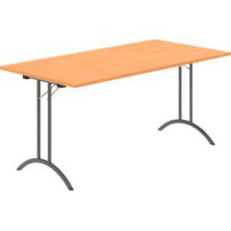Sch&auml;fer Shop Sch&auml;fer Shop Select Klapptisch, Rechteck, Doppel-T-Fu&szlig;gestell, Spezial-Klappbeschlag & Bodenausgleich, B 1600 x T 800 x H 720 mm, Buche-Dekor/anthrazit