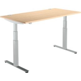 Sch&auml;fer Shop Sch&auml;fer Shop Select Schreibtisch DRIVE UP 2, elektrisch h&ouml;henverstellbar, Rechteck, T-Fu&szlig;, B 1600 x T 800 x H 630-1290 mm, Ahorn/wei&szlig;aluminium
