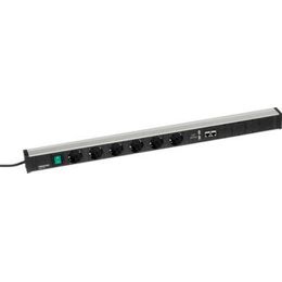 treston Steckdosenleiste 836/3, 6-fach, 2 x CAT6A, 2 x USB A, An/Aus-Schalter, 4,5 m langes Kabel, 16 A/250 V, B 836 x T 42 x H 52 mm, Aluminium