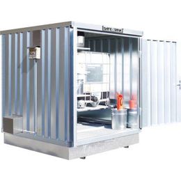S&auml;bu Gefahrstoffcontainer SAFE TANK 400 KTC, f&uuml;r aktive Lagerung, explosionsgesch&uuml;tzter L&uuml;fter, Dauerbetrieb, B 2100 &times; T 2170 &times; H 2400 mm