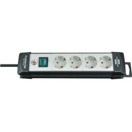 Fa.Brennenstuhl Brennenstuhl Premium-Line Mehrfach-Steckdosenleiste, 4-fach, Aufh&auml;ngevorrichtung, beleuchteter Sicherheitsschalter, 45&deg;-Anordnung, lichtgrau/schwarz