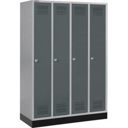 Sch&auml;fer Shop Sch&auml;fer Shop Genius Kleiderspind mit Sockel, 4 Abteile, Zylinderschloss, wei&szlig;aluminium/anthrazit