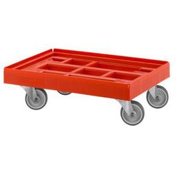 Sch&auml;fer Shop Sch&auml;fer Shop Pure Transportroller, Euronorm, bis 300 kg, mit Stapelrand, Lenkrollen, L 610 x B 410 mm, HDPE & TPU, feuerrot RAL 3000