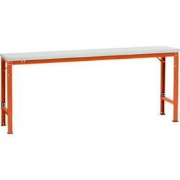 Manuflex Grundtisch UNIVERSAL Spezial, 2000 x 800 mm, Melamin lichtgrau, rotorange