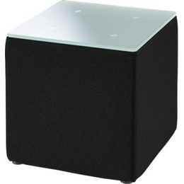 Beistelltisch Wall In, B 410 x T 410 mm, ESG Milchglasplatte, mit Bodengleitern, schwarz