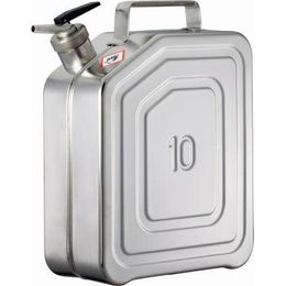 Dosierkanister, Edelstahl 1.4301, 10 l, B 130 x T 280 x H 380 mm, drehbarer Feindosierer, Bel&uuml;ftung