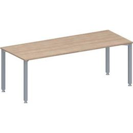 Sch&auml;fer Shop Sch&auml;fer Shop Genius Konferenztisch MODENA FLEX, Rechteck, 4-Fu&szlig; Quadratrohr, B 2000 x T 800 x H 720-840 mm, Eiche-Dekor/wei&szlig;aluminium RAL 9006