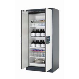 Sicherheitsschrank Typ 90 ASECOS Q-PEGASUS-90, Fl&uuml;gelt&uuml;ren mit Schlie&szlig;-Automatik, Einhandbedienung, Front Reinwei&szlig;, B 893 x T 615 x H 1953 mm