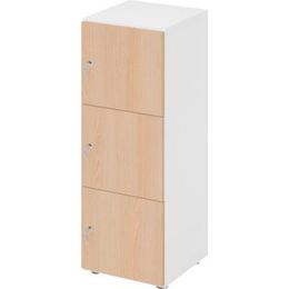 Schließfachschrank Topas Line, 3 Ordnerhöhen, 3 Fächer, Zylinderschloss, B 400 x T 420 x H 1100 mm, weiß/Eiche