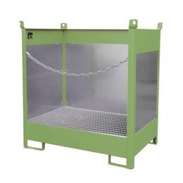 Fass-Stapelpalette Bauer FSP-2 G, Spritzschutzwand 3-seitig, Kap. 2 x 200 l Fass, gr&uuml;n