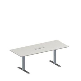 Sch&auml;fer Shop Sch&auml;fer Shop Genius Konferenztisch MODENA FLEX, 6-fach Anschluss, Rechteck, T-Fu&szlig; Rechteckrohr, B 2000 x T 800 x H 650-850 mm, lichtgrau/wei&szlig;alu