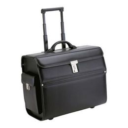 Pilotenkoffer Alassio MONDO, Hauptfach, Laptopfach bis 17'', Visitenkartenf&auml;cher, Stiftschlaufen, Teleskopgriff, abschlie&szlig;bar, Kunstleder, schwarz