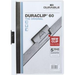Durable Klemmmappen Duraclip, DIN A4, Kunststoff, mit Clip, wei&szlig;