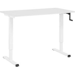 Home-Office-Schreibtisch Multiflex, manuell h&ouml;henverstellbar mit Kurbel, B 1300 x T 650 x H 700-1180 mm, lichtgrau/wei&szlig;