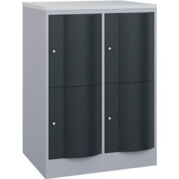 C+P Schlie&szlig;fachschrank Resisto, 2 Abteile, 4 F&auml;cher, B 772 x T 640 x H 1077 mm, Wei&szlig;alu/Anthrazitgrau