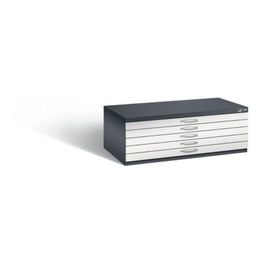 Planschrank aus Stahl, f&uuml;r Formate bis DIN A1, 5 Schubladen, schwarzgrau/lichtgrau