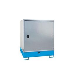 Gefahrstoffschrank Bauer GS-3, Stahlblech, unterfahrbar, f&uuml;r 4 x 200 l F&auml;sser, B 1475 x T 1460 x H 1805 mm, blau