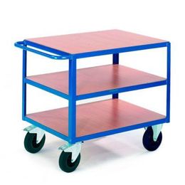ROLLCART Tischwagen, 3 Ladefl&auml;chen 850 x 500 mm, Tragkraft 500 kg, f&uuml;r Produktion und Werkstatt