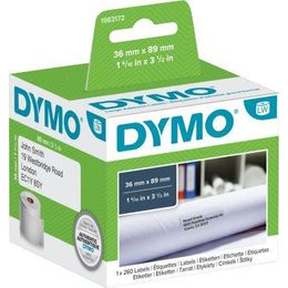 Dymo LabelWriter Adress-Etiketten, permanent, Papier, 89 x 36 mm, 1 x 260 St&uuml;ck, wei&szlig;