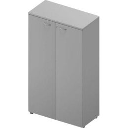 Schrank ARLON OFFICE, 4 Ordnerh&ouml;hen, abschlie&szlig;bar, B 900 x T 450 x H 1600 mm, lichtgrau/alu