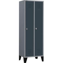 Sch&auml;fer Shop Sch&auml;fer Shop Select Kleiderspind mit F&uuml;&szlig;en, Drehriegelverschluss, wei&szlig;aluminium/anthrazitgrau
