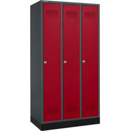 Sch&auml;fer Shop Sch&auml;fer Shop Genius Kleiderspind mit Sockel, 3 Abteile, Zylinderschloss, anthrazit/rubinrot