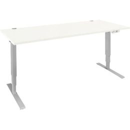Schäfer Shop Schäfer Shop Genius Schreibtisch AERO FLEX, elektrisch höhenverstellbar, Rechteck, T-Fuß, B 1600 x T 800 x H 620-1280 mm, weiß/weißalu