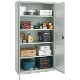 Sch&auml;fer Shop Sch&auml;fer Shop Genius Fl&uuml;gelt&uuml;renschrank FS, Stahl, mit Bel&uuml;ftungsl&ouml;chern, B 1055 x T 520 x H 1950 mm, 5 OH, Lichtgrau/Lichtgrau, bis 500 kg