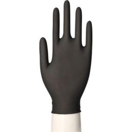 Papstar Einmalhandschuhe WORK-INN, f&uuml;r links & rechts, puderfrei, nicht steril, lebensmittelgeeignet, Gr&ouml;&szlig;e M, Naturlatex, schwarz, 100 St&uuml;ck