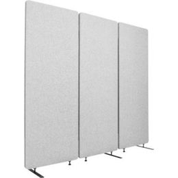 Akustik-Raumteiler Luxor, 3 Paneele, mit Standf&uuml;&szlig;en, ca. 19 kg, Gesamtma&szlig;e B 1830 x T 35 x H 1680 mm, recycelte Materialien, hellgrau