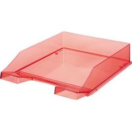 Ablagekorb HAN Klassik, f&uuml;r Format A4/C4, mit Beschriftungsfeld, stapelbar, B 255 x T 348 x H 65 mm, Kunststoff, rot/transparent, 6 St&uuml;ck
