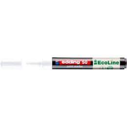 Lackmarker Edding 50 EcoLine, Schreibfarbe Wei&szlig;, Rundspitze, Strichst&auml;rke 2-3 mm, mit Kappe, wasserbasiert, nachf&uuml;llbar, 1 St&uuml;ck