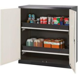 Chemikalienschrank ASECOS CS-CLASSIC, Fl&uuml;gelt&uuml;r, 2 Auszugswannen, 1055x520x1105 mm, reinwei&szlig;
