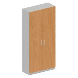 Sch&auml;fer Shop Sch&auml;fer Shop Genius Garderobenschrank TETRIS SOLID, 6 Ordnerh&ouml;hen, 1 Fachboden, Kleiderstange, abschlie&szlig;bar, B 1000 x T 412 x H 2239 mm, wei&szlig;alu/Buche