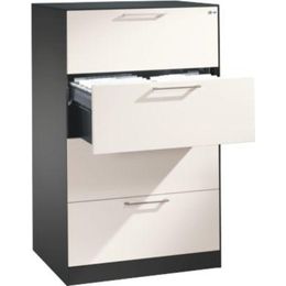 H&auml;ngeregistraturschrank ASISTO C 3000, 4 Schubladen, 2-bahnig, B 800 mm, anthrazit/wei&szlig;