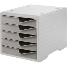 Schubladenbox Styro&reg; Styroswing, 5 Sch&uuml;be, Auszugsperre & Griffmulde, stapelbar, B 270 x T 340 x H 255 mm, PolyStyrol, grau-taupe